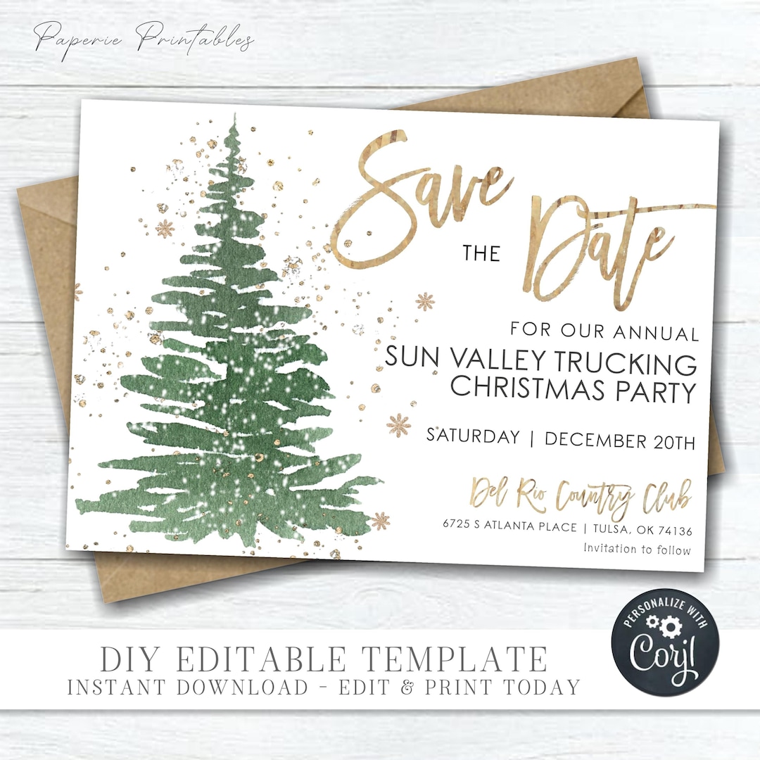 Editable Christmas Party Save the Date: DIY Template (corjl) #CP56 - Etsy