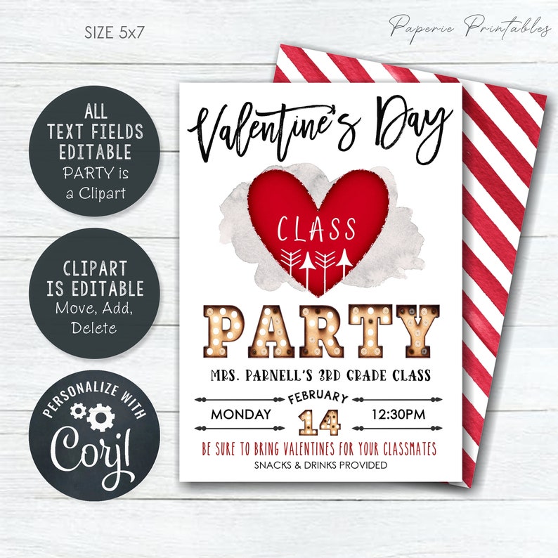 EDITABLE Valentine's Day Class Party Invitation | Etsy