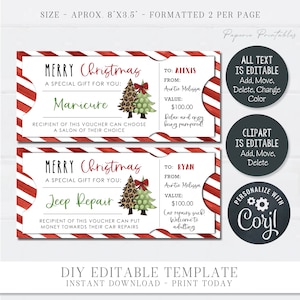 EDITABLE Christmas Gift Voucher, Christmas Ticket Coupon, Stocking ...