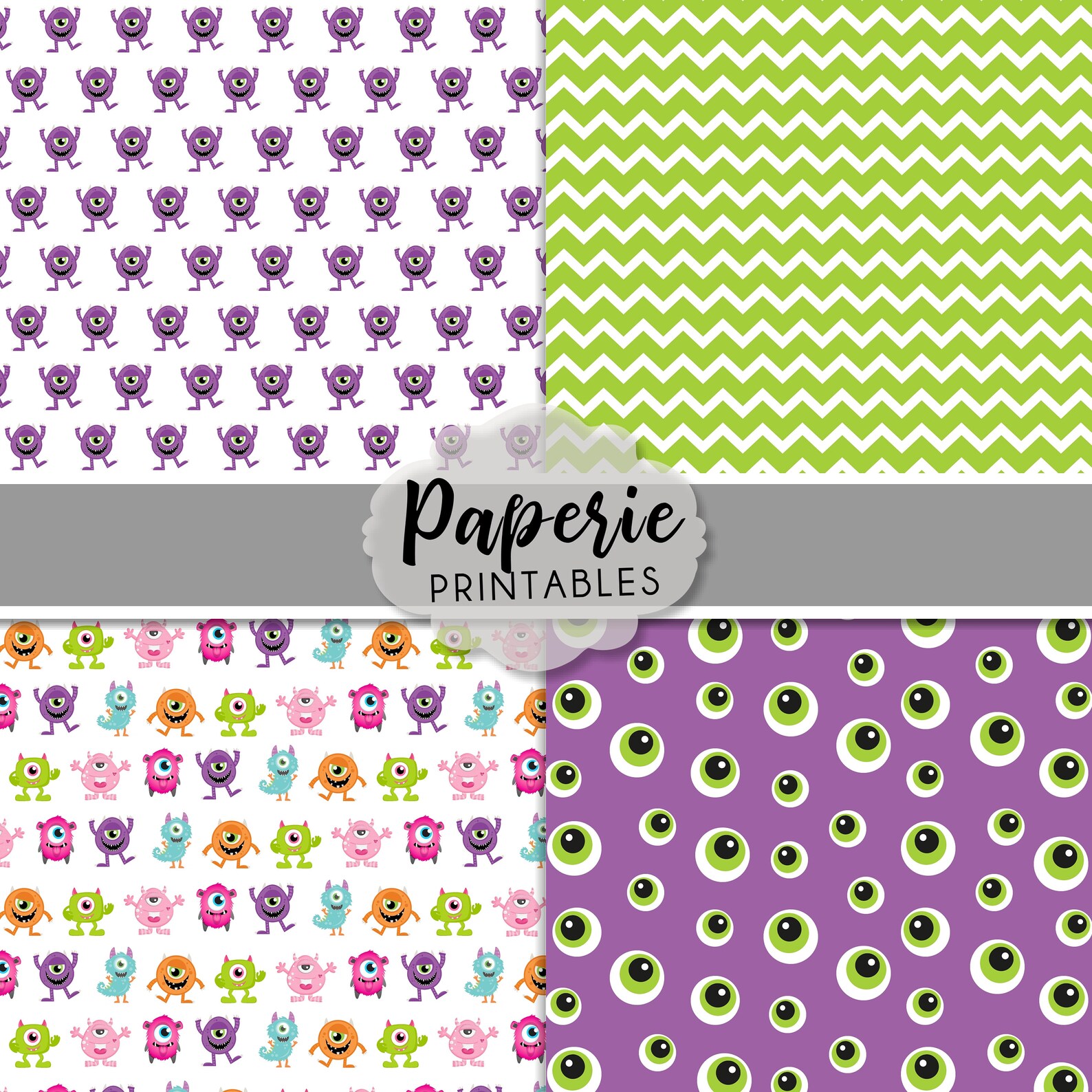 Little Monsters Digital Paper 8.5x11 Digital Scrapbooking | Etsy