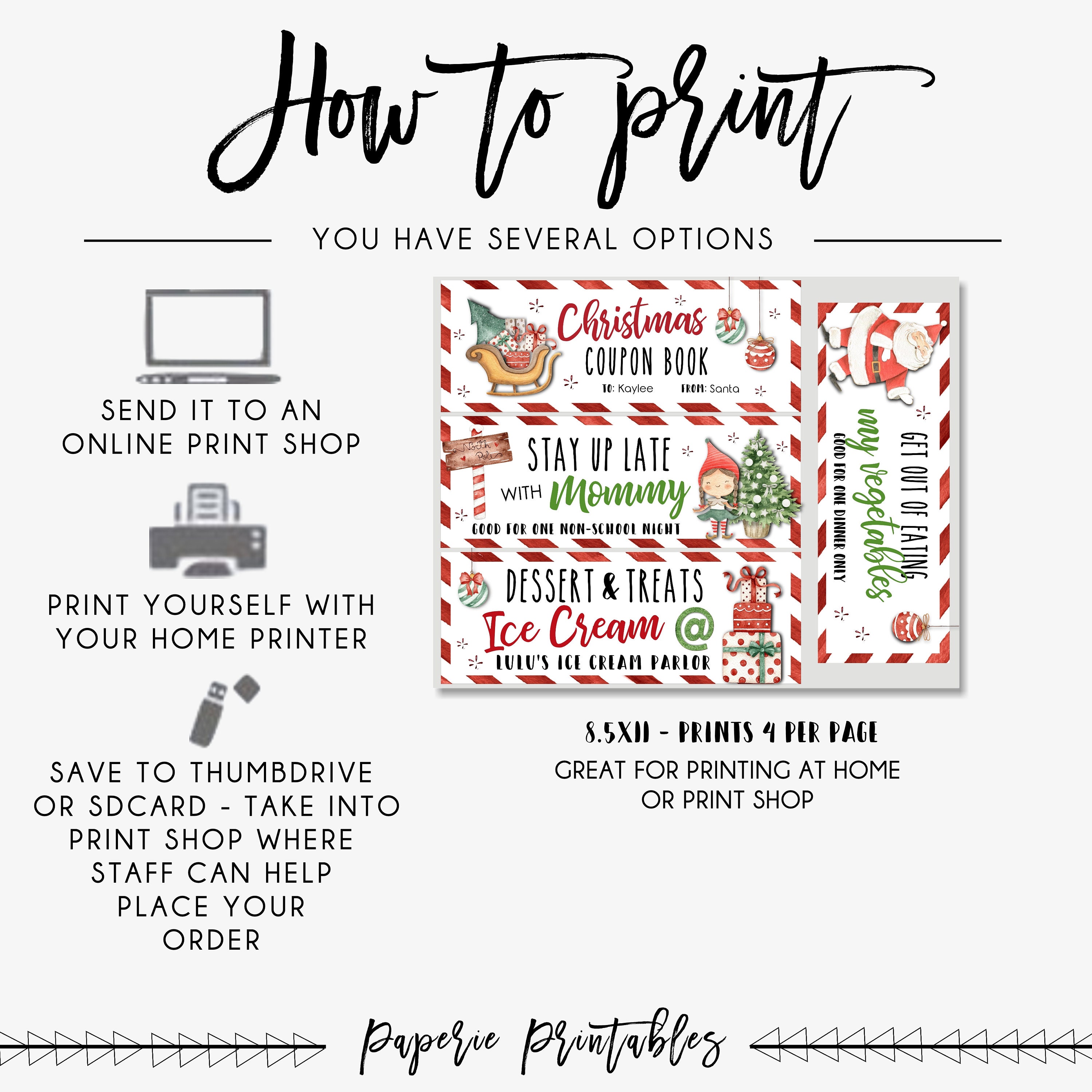 EDITABLE Kids Christmas Coupon Book Christmas Coupons for | Etsy