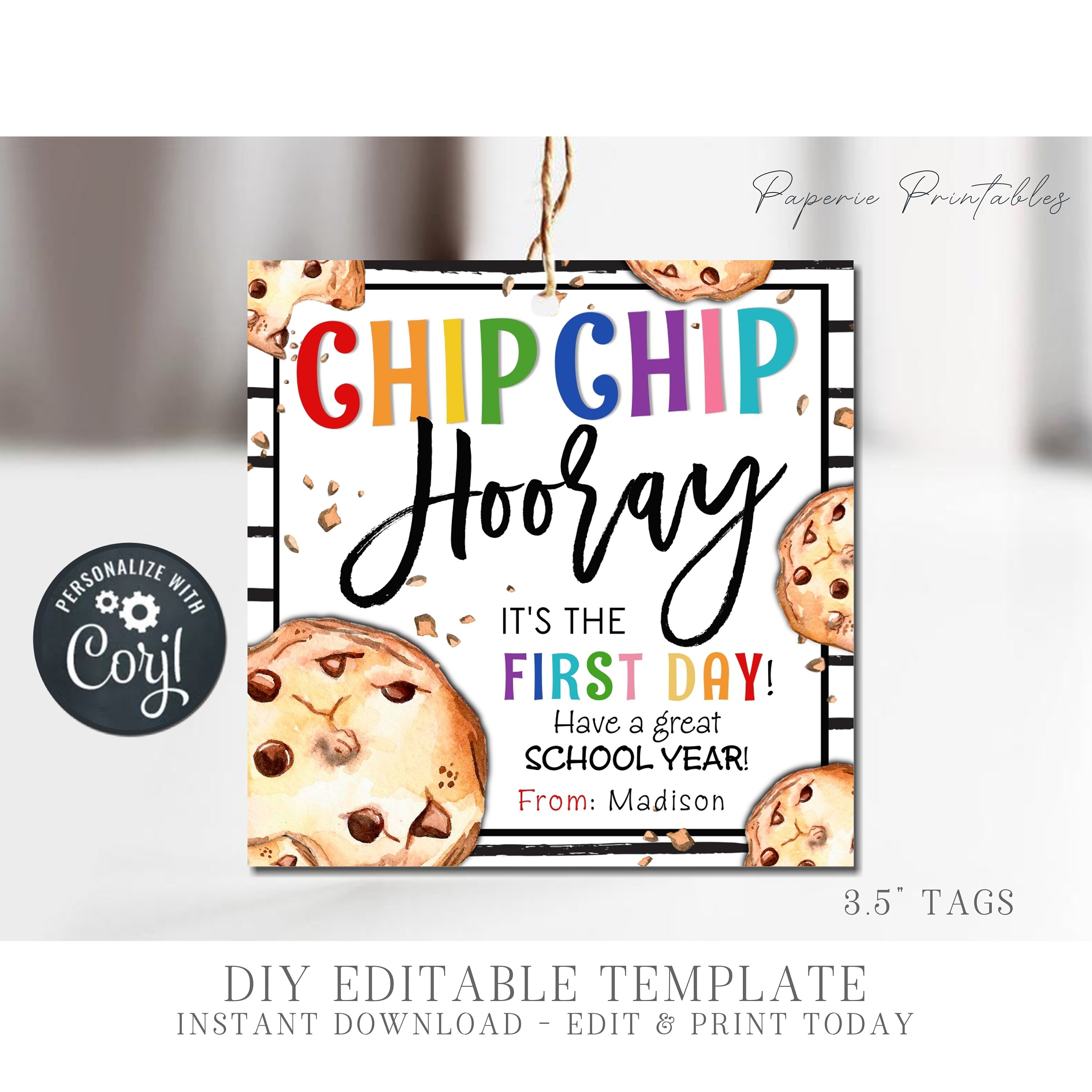 EDITABLE Cookie Teacher Gift Tag, Thank You First Day of School Teacher ...