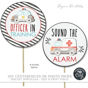 EDITABLE First Responders Party Decorations, First Responders Birthday ...