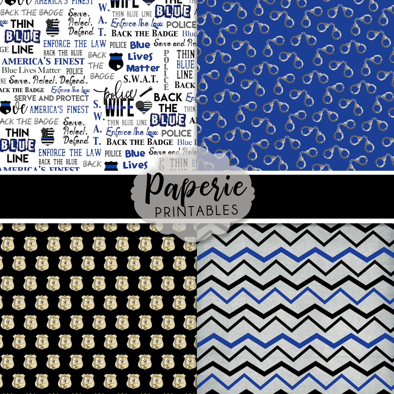 Police Digital Paper 12x12 Digital Scrapbooking Paper 40 - Etsy