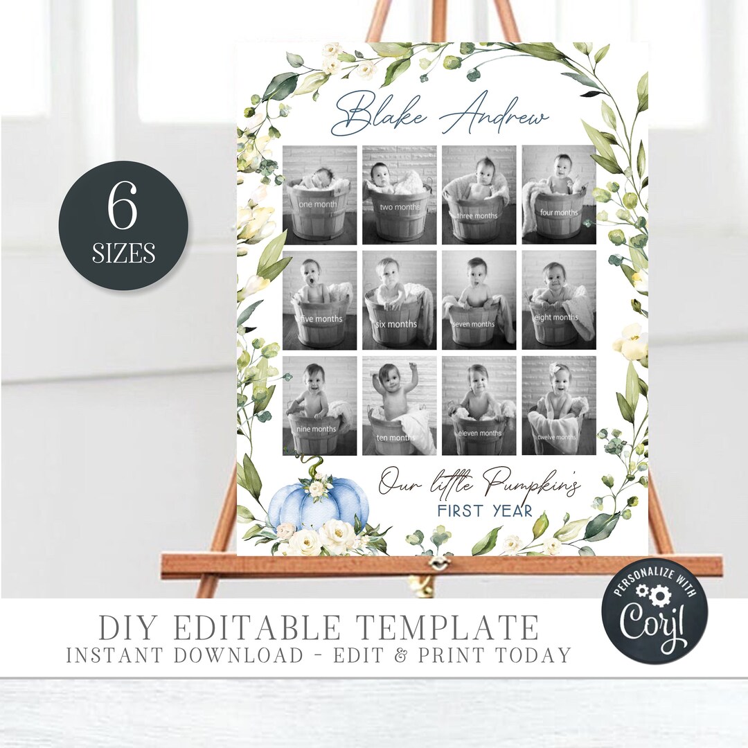 Little Pumpkin First Year Photo Collage Poster (DIY Edit With Corjl) - Etsy