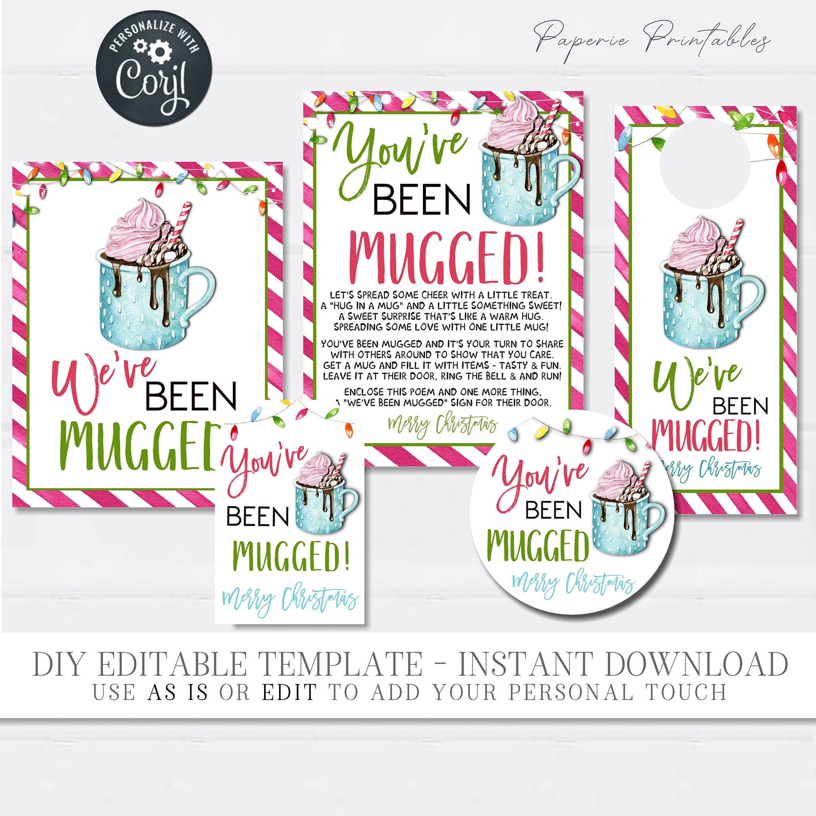 Editable You've Been Mugged Christmas Game Printables (DIY) - Etsy