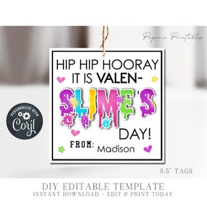 EDITABLE Slime Valentine Cards, Valen-slime Cards, School Valentine ...