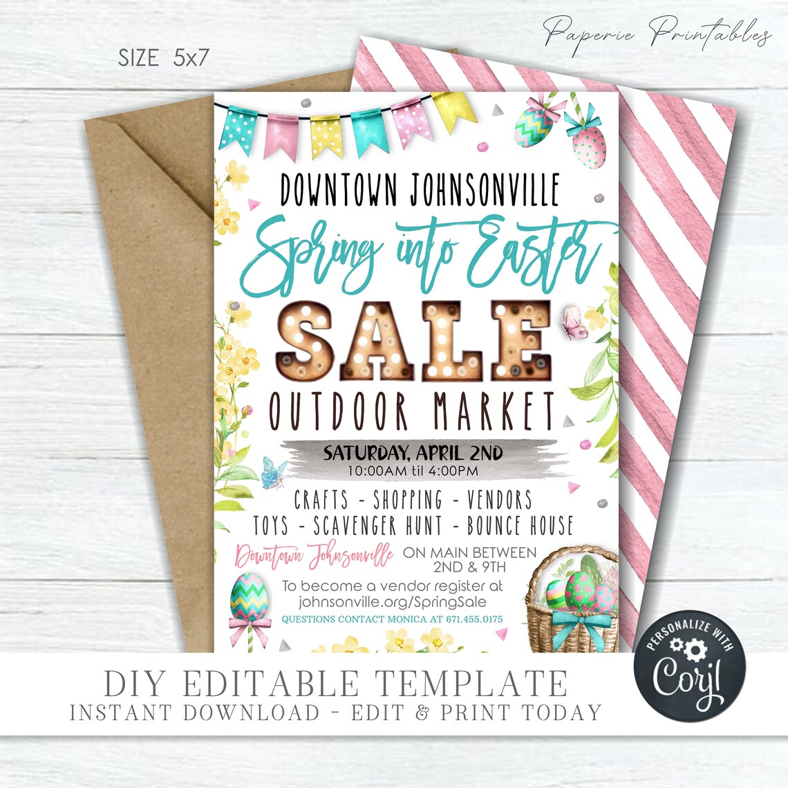 EDITABLE Easter Sale Flyer, Printable Easter Outdoor Market Flyer ...