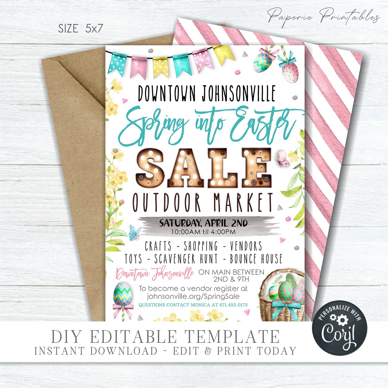 EDITABLE Easter Sale Flyer, Printable Easter Outdoor Market Flyer ...