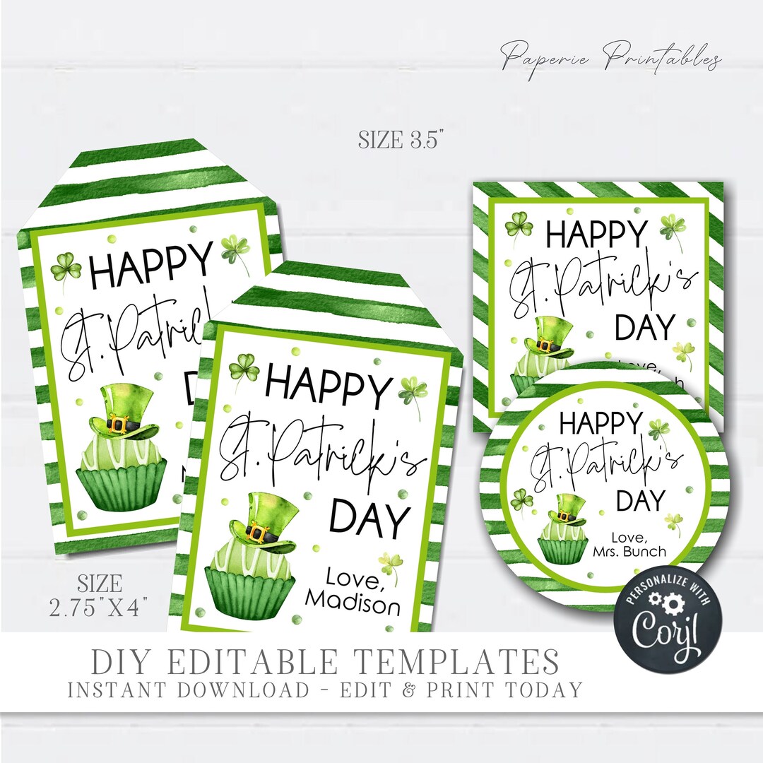 Editable St.patrick's Day Gift Tag, St.patrick's Day Printable Gift Tag ...
