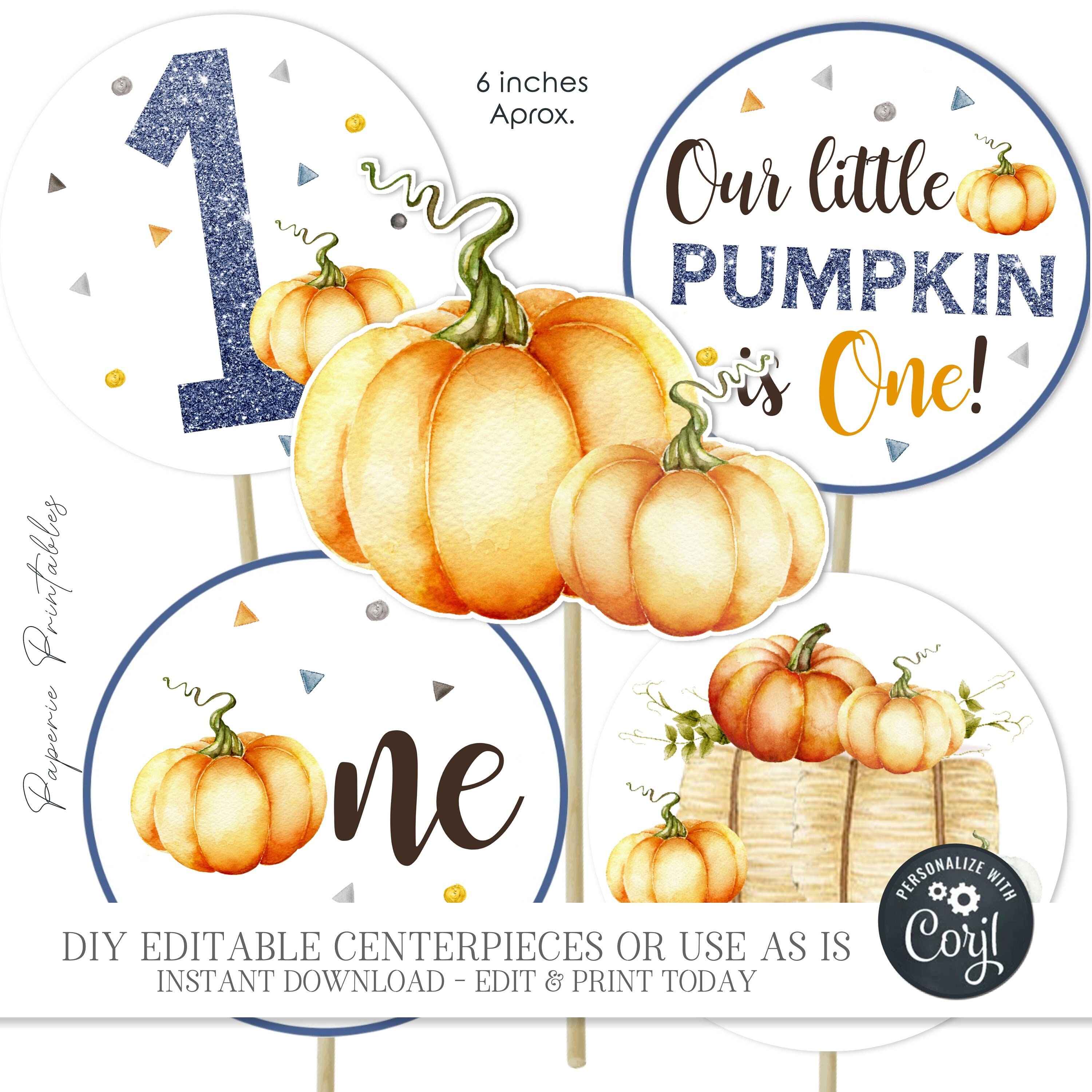 EDITABLE Pumpkin Party Centerpieces DIY Little Pumpkin | Etsy