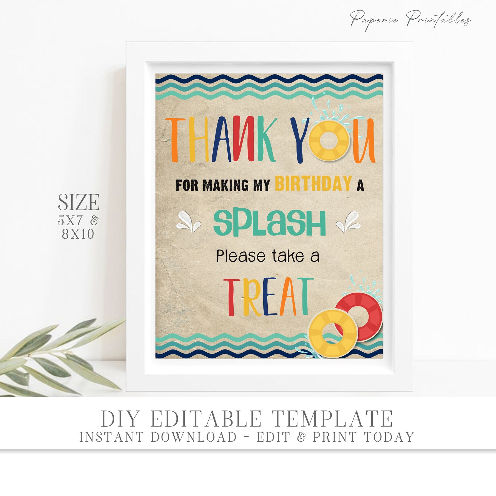 EDITABLE Pool Party Signage Pool Party Birthday Party Signs - Etsy