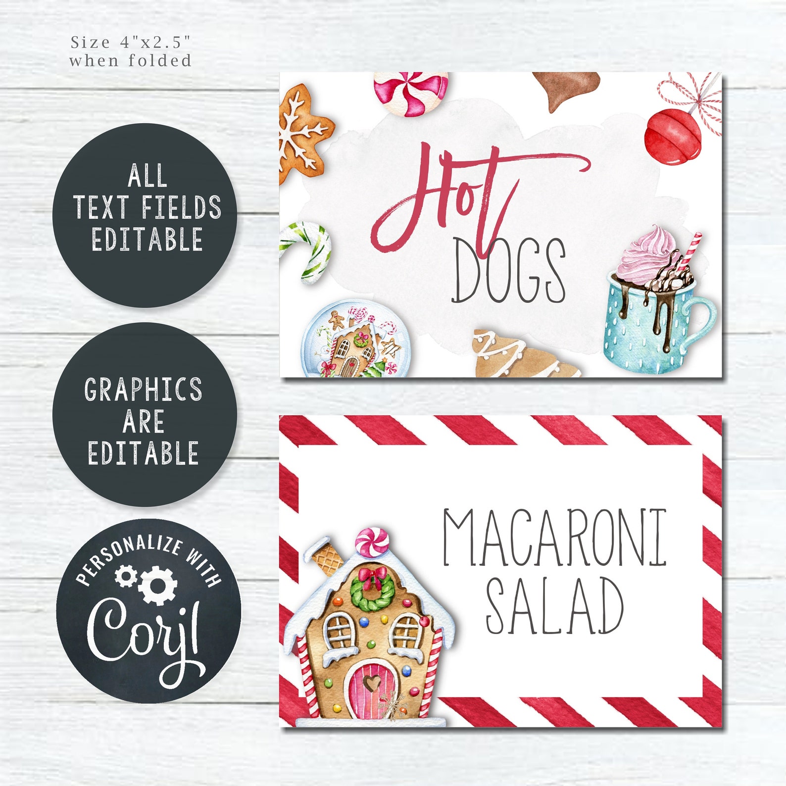 EDITABLE Gingerbread Party Food Labels Food Table Sign | Etsy