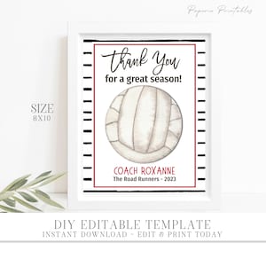 EDITABLE Volleyball Coach Gift Printable, Coach Appreciation Gift, Team ...