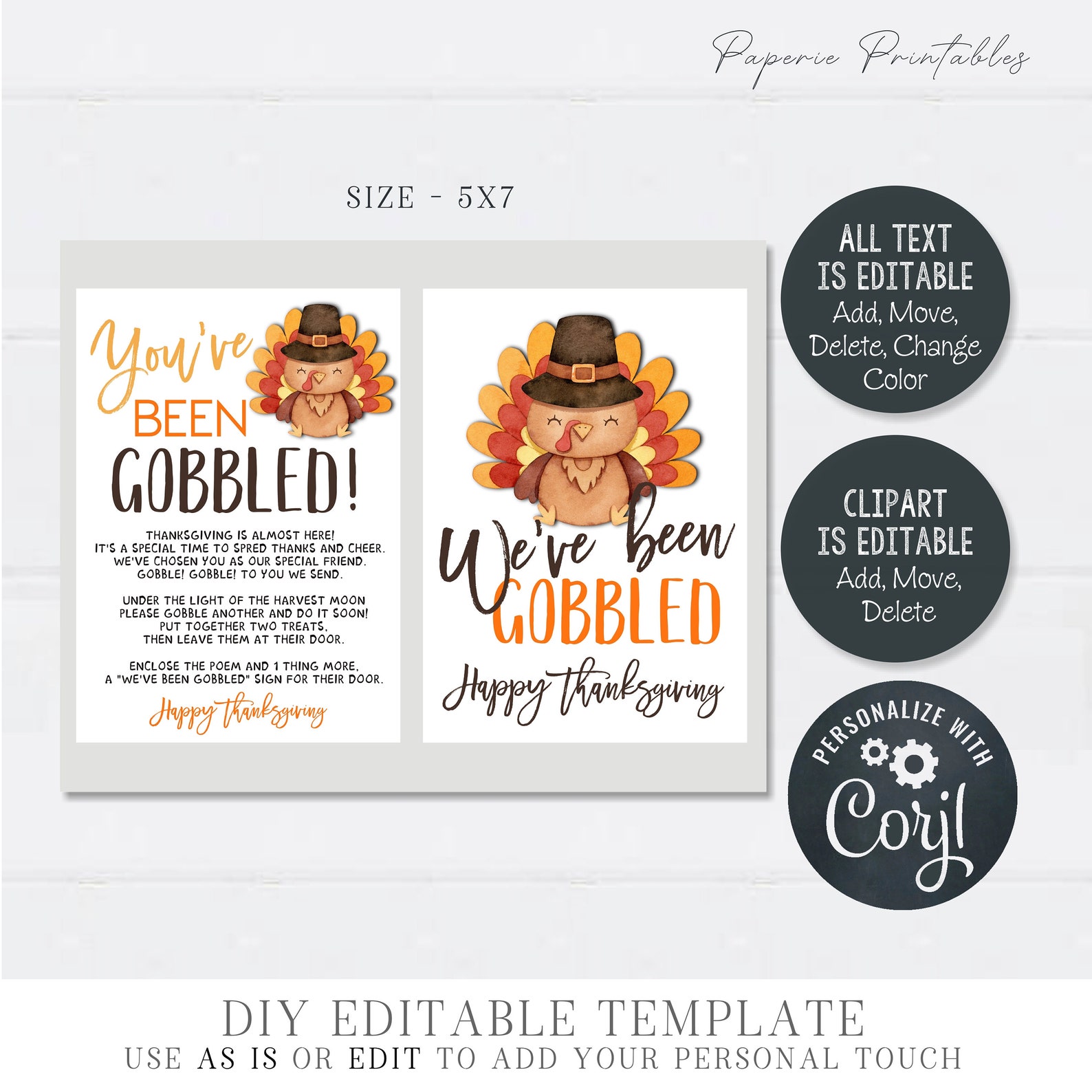 Editable You've Been Gobbled Thanksgiving Game (digital Download) - Etsy