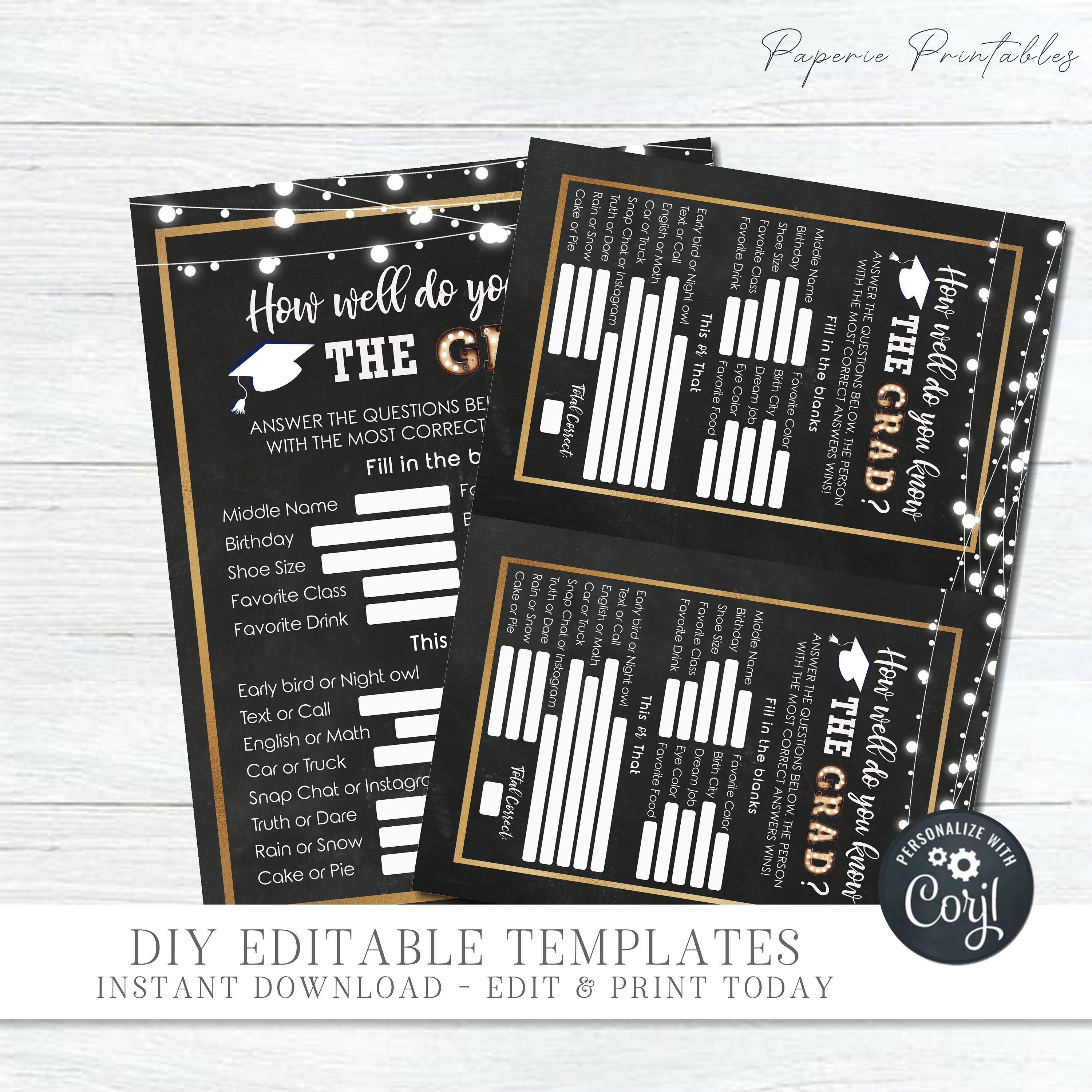 Editable How Well Do You Know the Graduate Graduation Games - Etsy