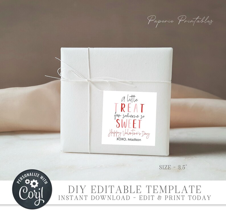 Editable Valentine's Day Gift Tag A Little Treat for - Etsy