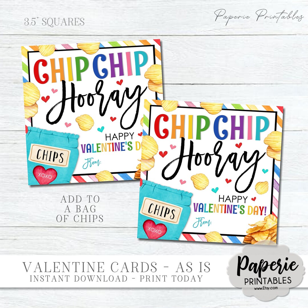 Chip Valentine Tags, Kids Valentine Cards, Chip Chip Hooray Valentine ...