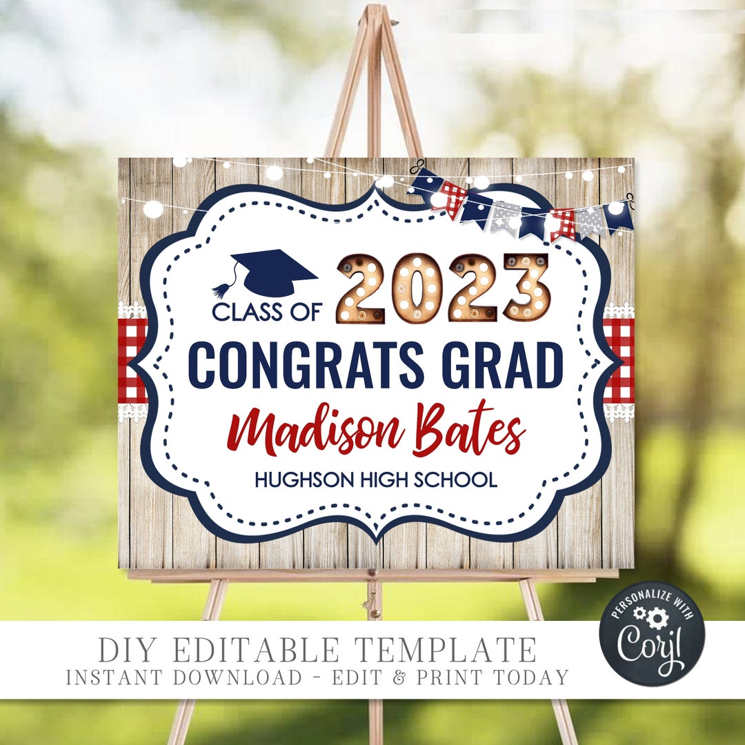 Editable Graduation Yard Sign: Class of 2023, Congrats Grad (DIY Corjl ...
