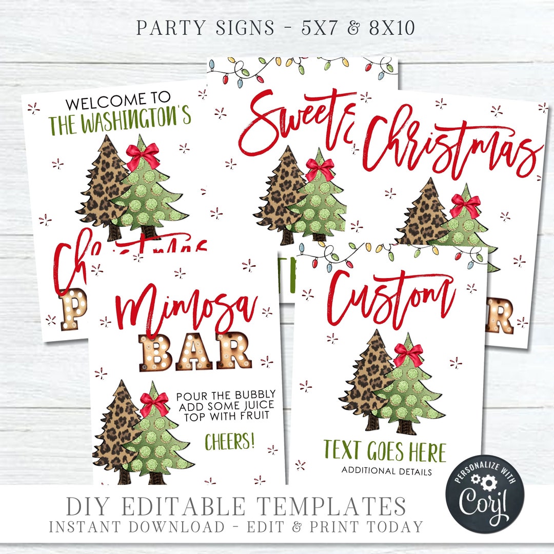 Editable Christmas Party Signs, Holiday Party Signs, Christmas Party ...