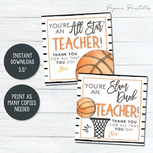 EDITABLE Teacher Appreciation Gift Tag Basketball Teacher - Etsy