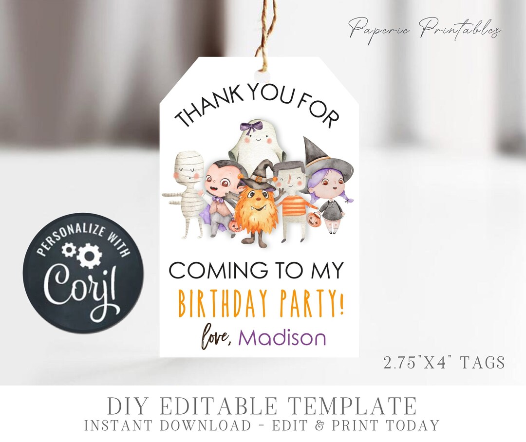 Editable Monster Mash Birthday Favor Tags (digital Download) #BP97 # ...
