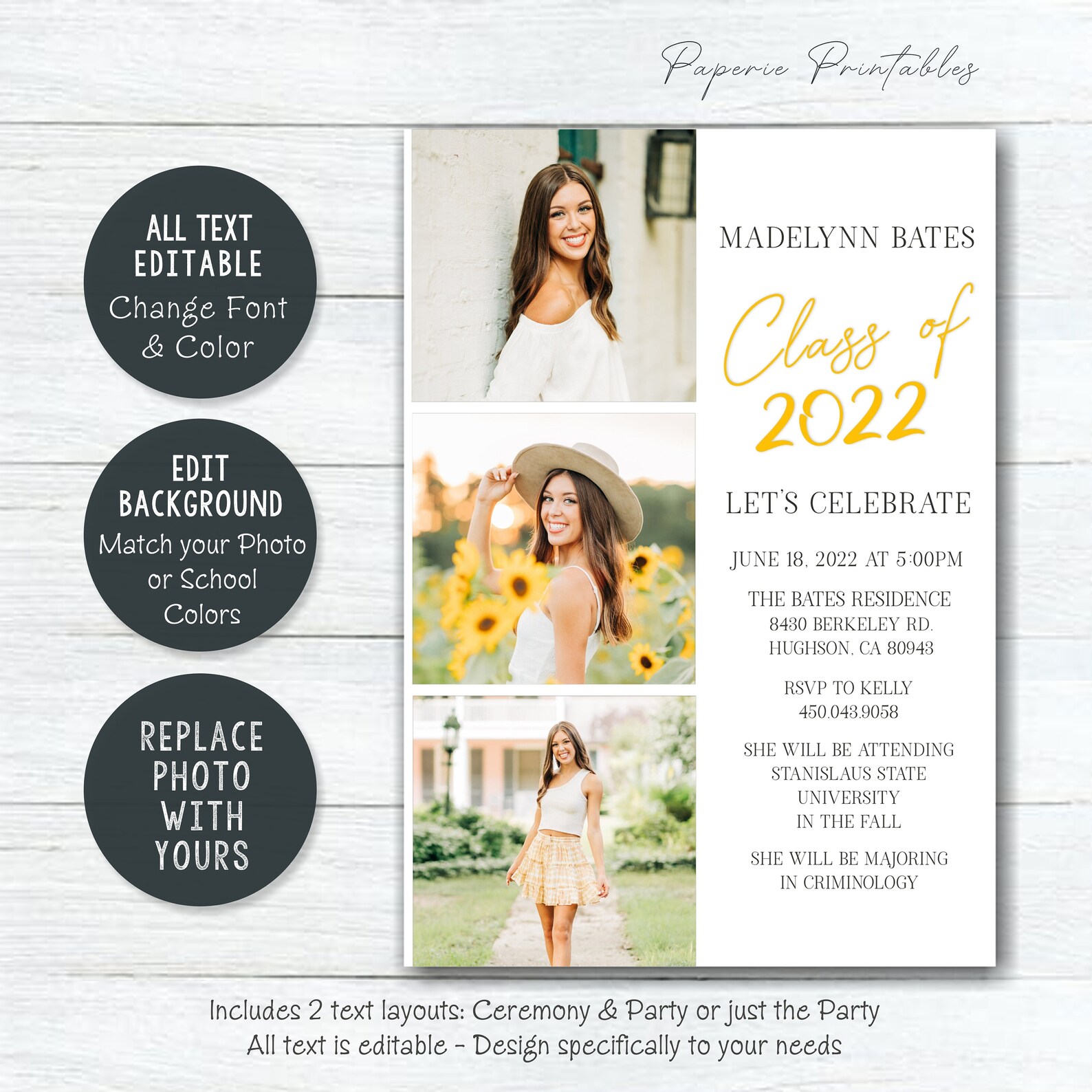 EDITABLE Graduation Party Invitation Class of 2022 Graduation - Etsy