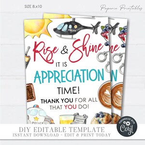 EDITABLE Rise and Shine Breakfast Police Appreciation Sign, Police ...