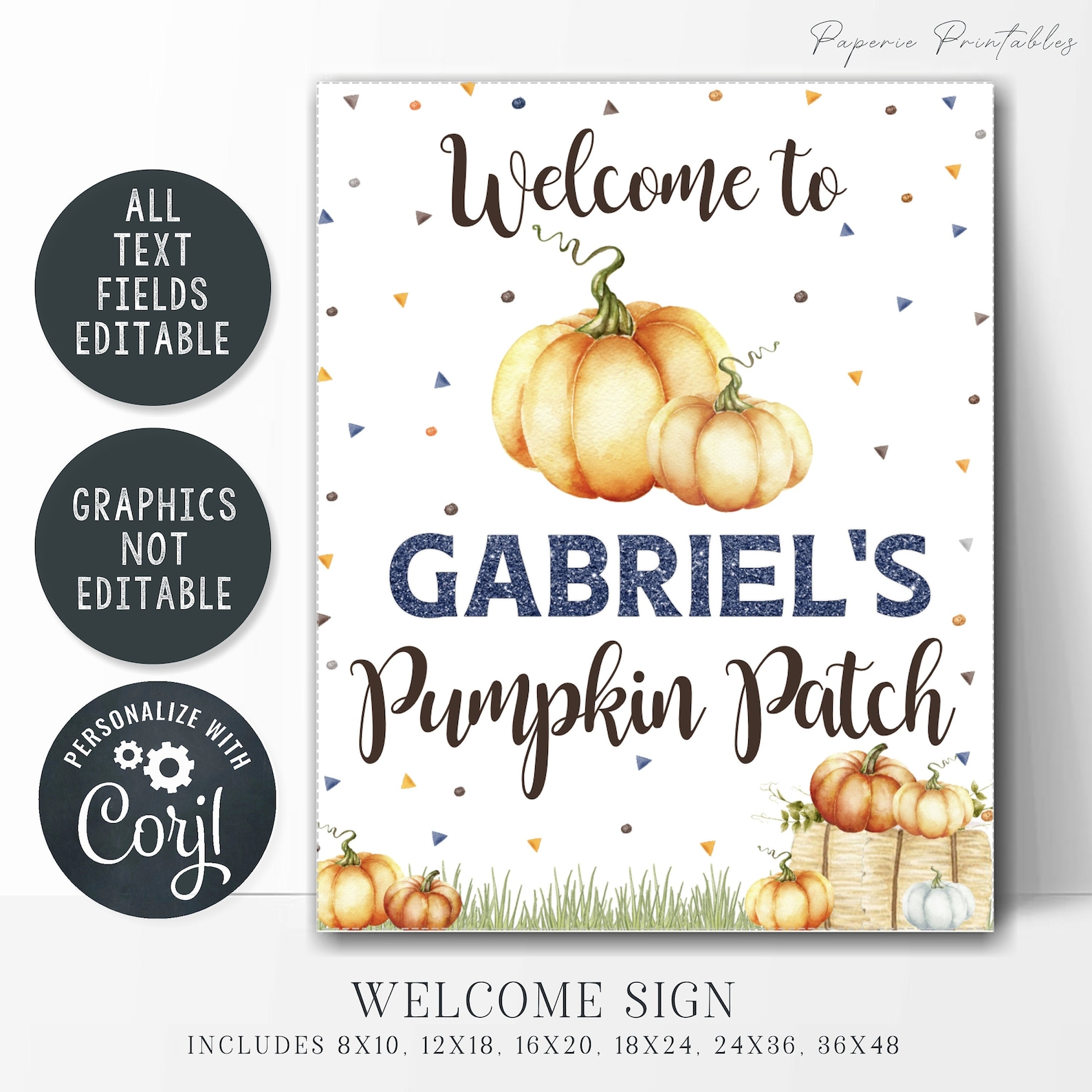 Editable Pumpkin Party Welcome Sign DIY Fall Birthday - Etsy