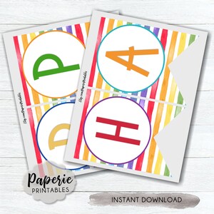 EDITABLE Rainbow Birthday Decorations, Happy Birthday Banner, Rainbow ...