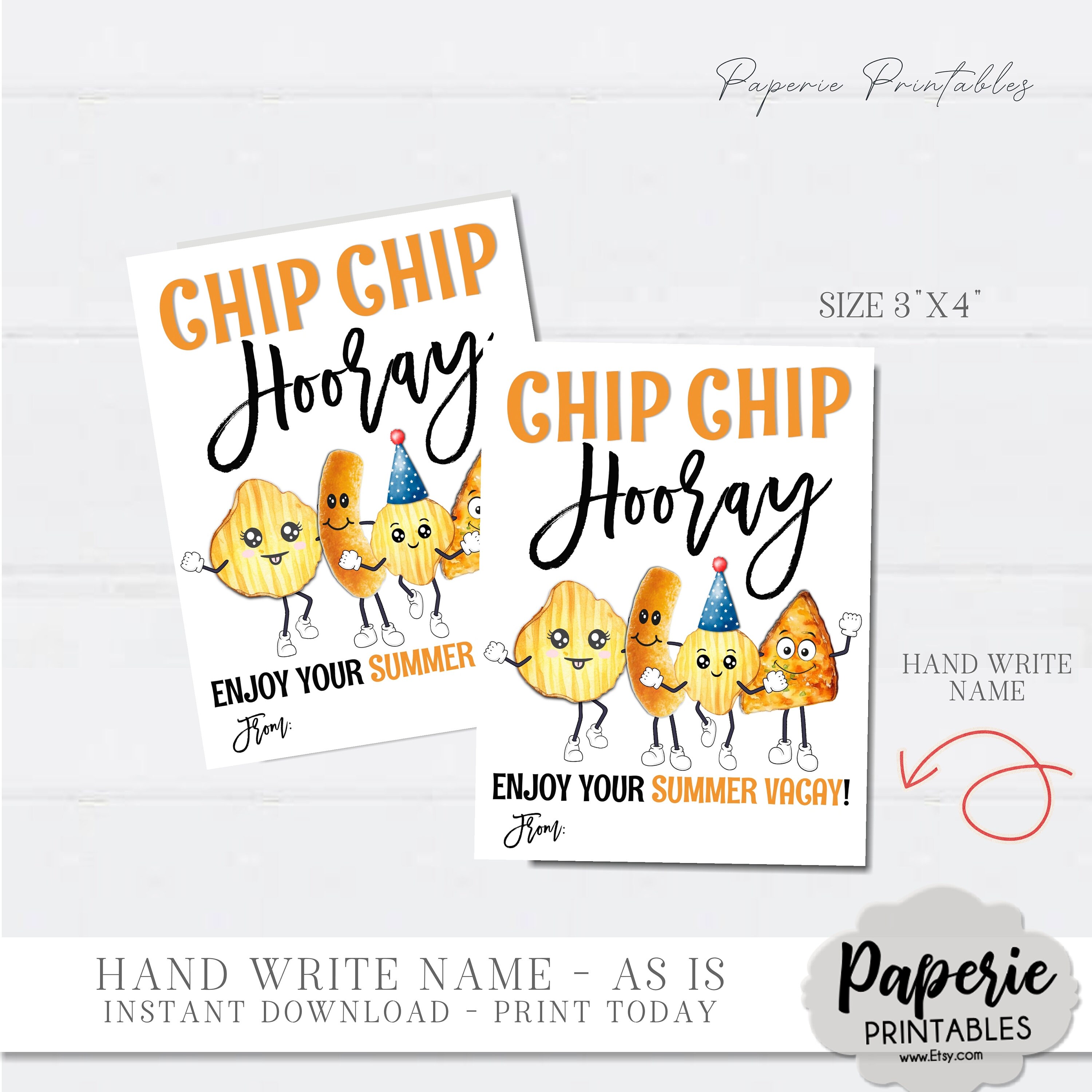 EDITABLE Thank You Teacher Gift Tag, End of School Chips Gift Tag, Chip ...