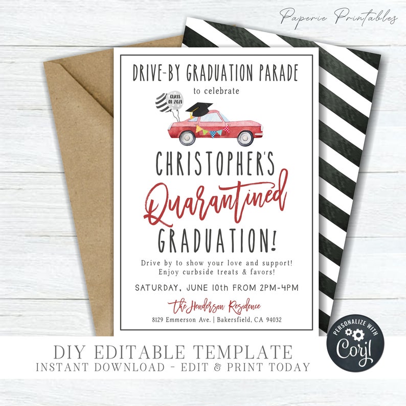 EDITABLE Graduation Parade Invitation Drive by Graduation - Etsy