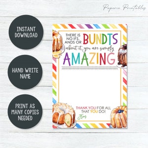 EDITABLE Bundt Cake Teacher Appreciation Gift Card Holder, Nothin ...
