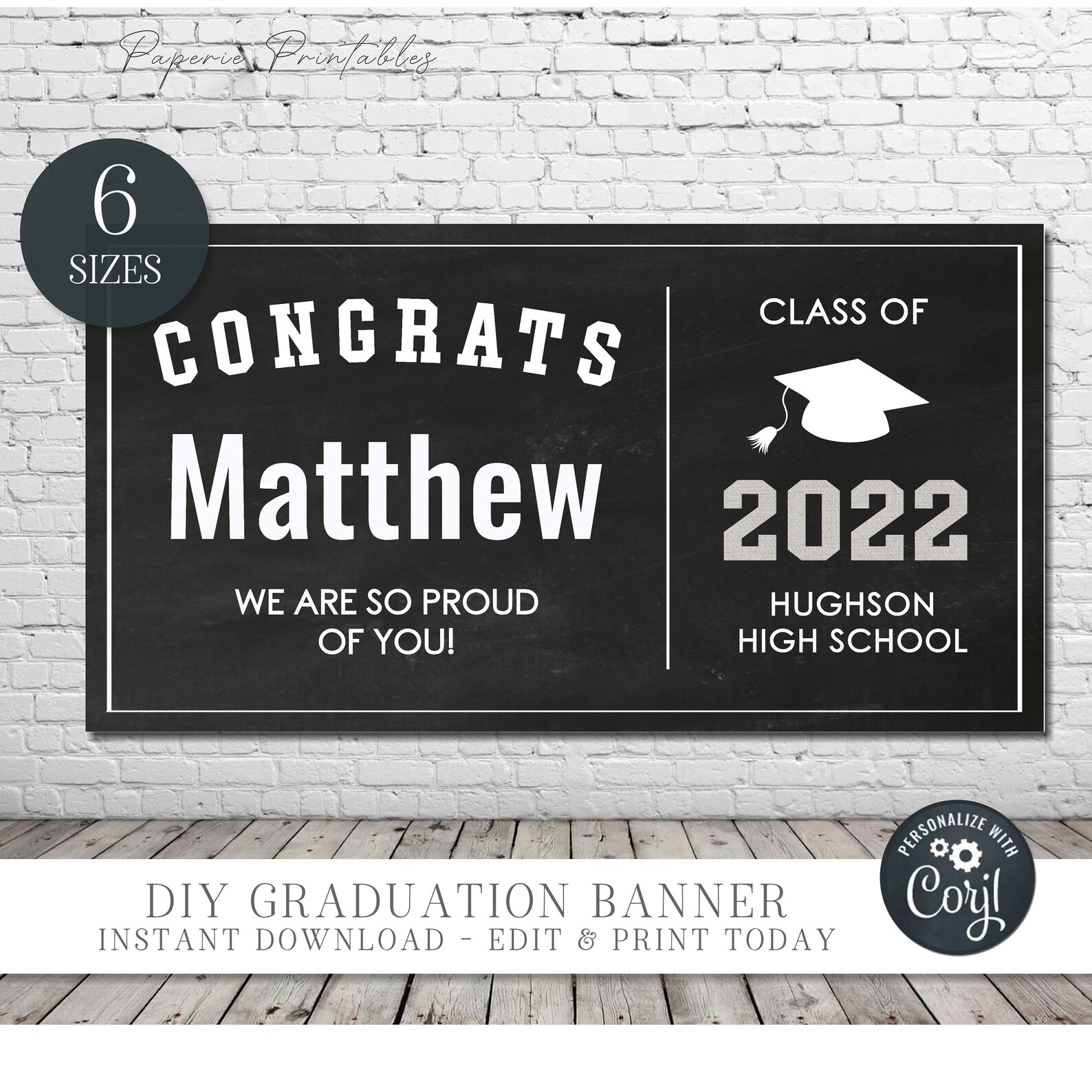 EDITABLE Graduation Banner Graduation Yard Sign Class of - Etsy
