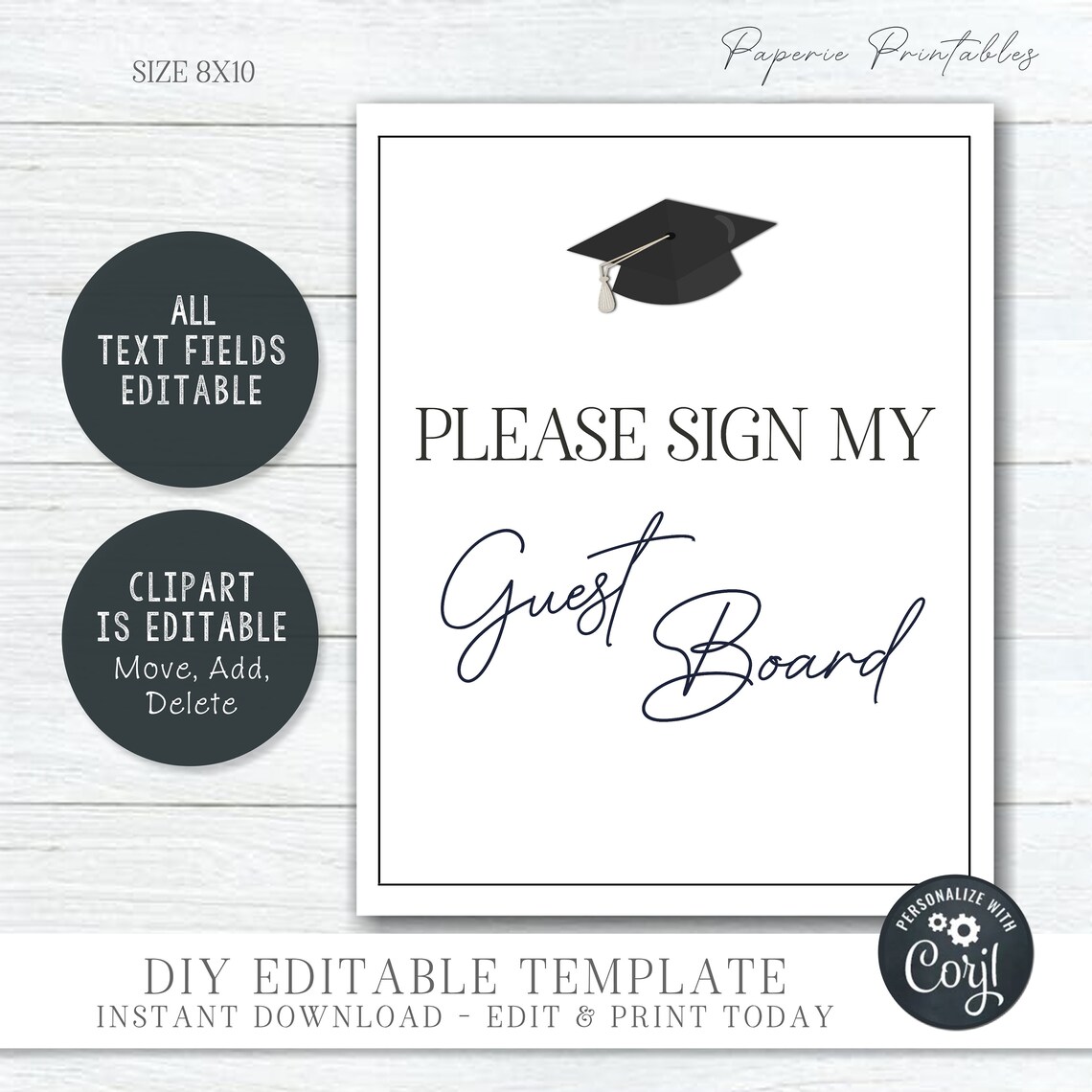 Editable Graduation Signature Board: DIY Guest Book (digital Download ...