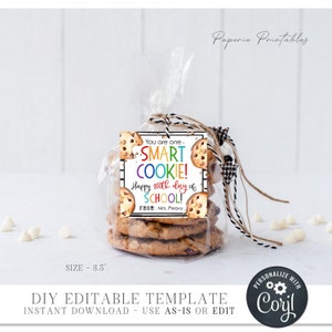 EDITABLE You Are One SMART Cookie 100 Days of Schoo Tag, 100 Days of ...