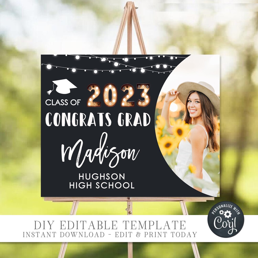 EDITABLE Graduation Yard Sign Class of 2023 Graduation Sign - Etsy