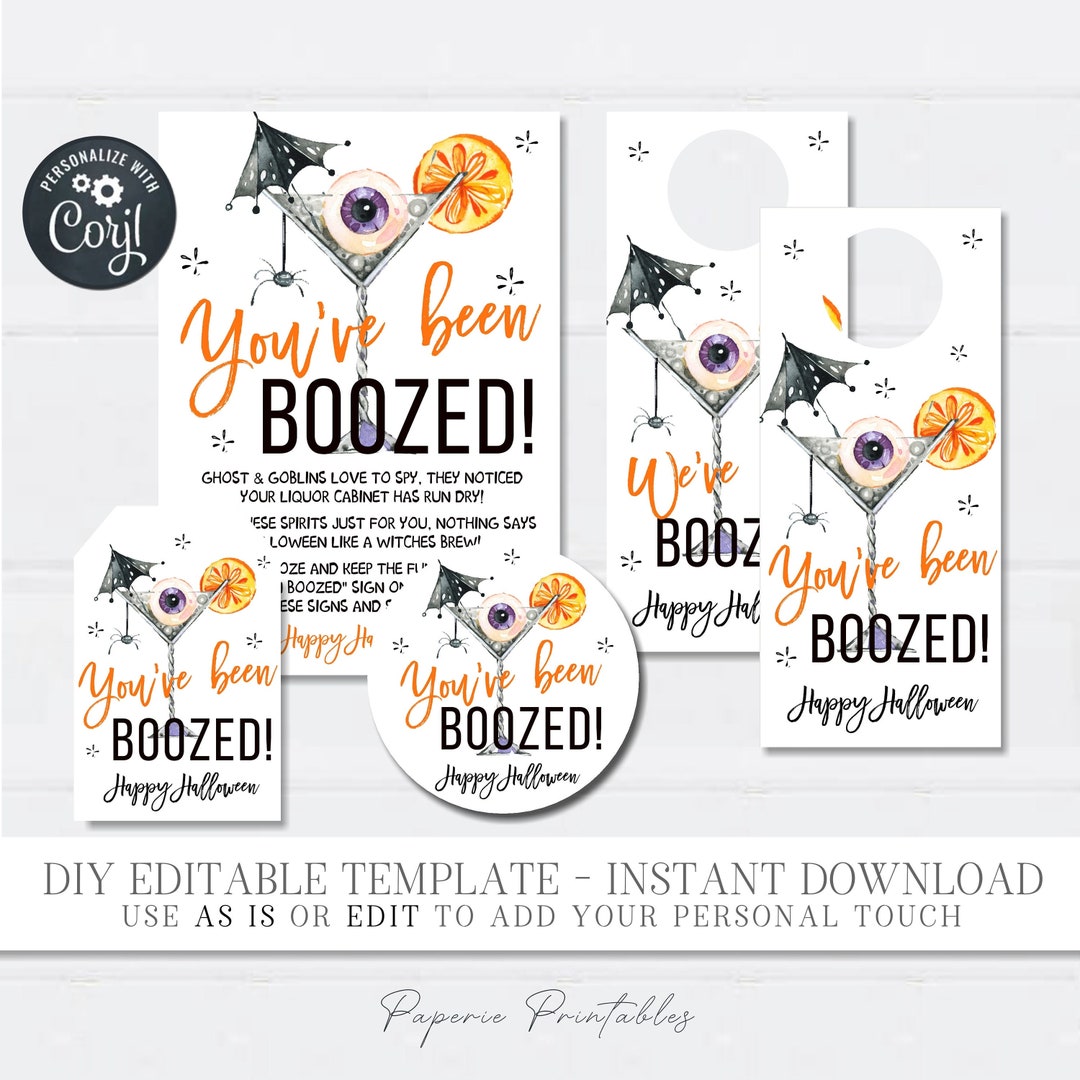 Editable You've Been Boozed Halloween Game: Printable Wine Hanger ...