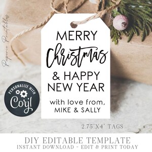 Editable Merry Christmas Gift Tags, Holiday Gift Tags, Printable Merry ...