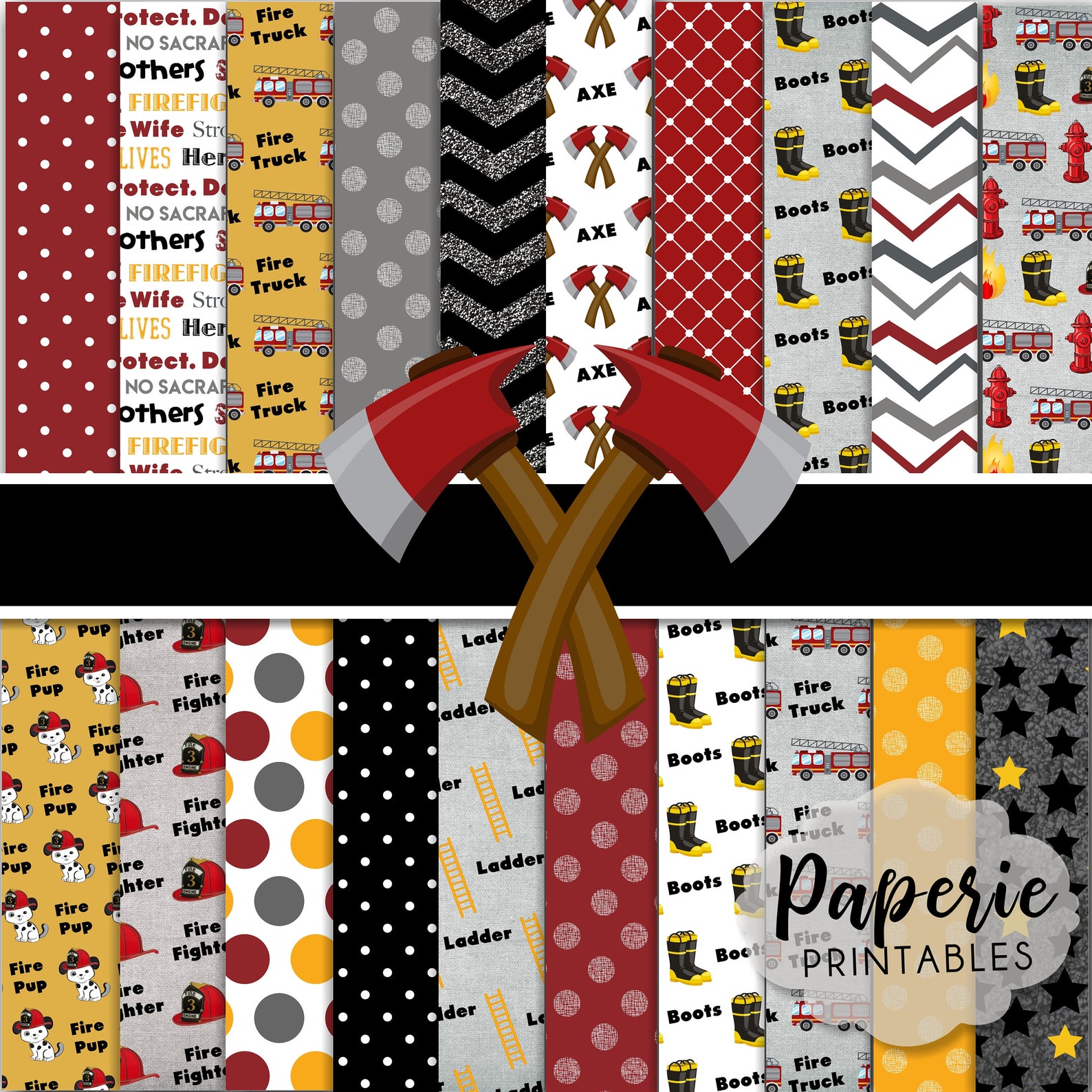 Firefighter Digital Paper 12x12 Digital Scrapbooking Paper - Etsy