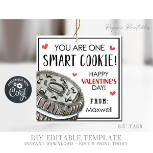 EDITABLE Cookie Valentine Cards, Cookie Valentine Tags, School ...