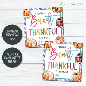 EDITABLE Nothin' Bundt Thankful for YOU Appreciation Tag, Teacher ...