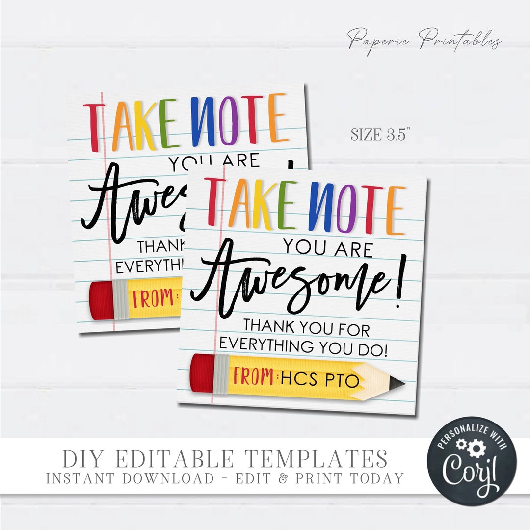 Editable Pencil Teacher Appreciation Gift Tag (DIY Corjl Template) - Etsy