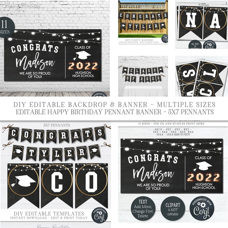 EDITABLE Graduation Decorations 2023 Bundle Graduation - Etsy