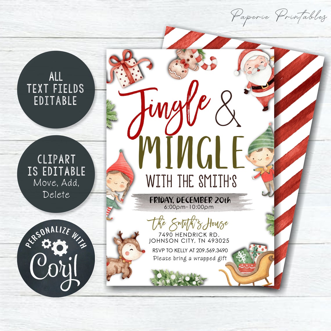 EDITABLE Jingle & Mingle Christmas Party Invitation Holiday - Etsy