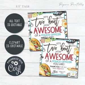 Taco Police Appreciation Gift Tags: Editable Thank You (DIY Corjl) - Etsy