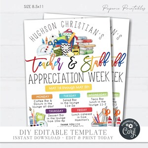 Editable Teacher Appreciation Week Flyer: School Staff Events (DIY ...