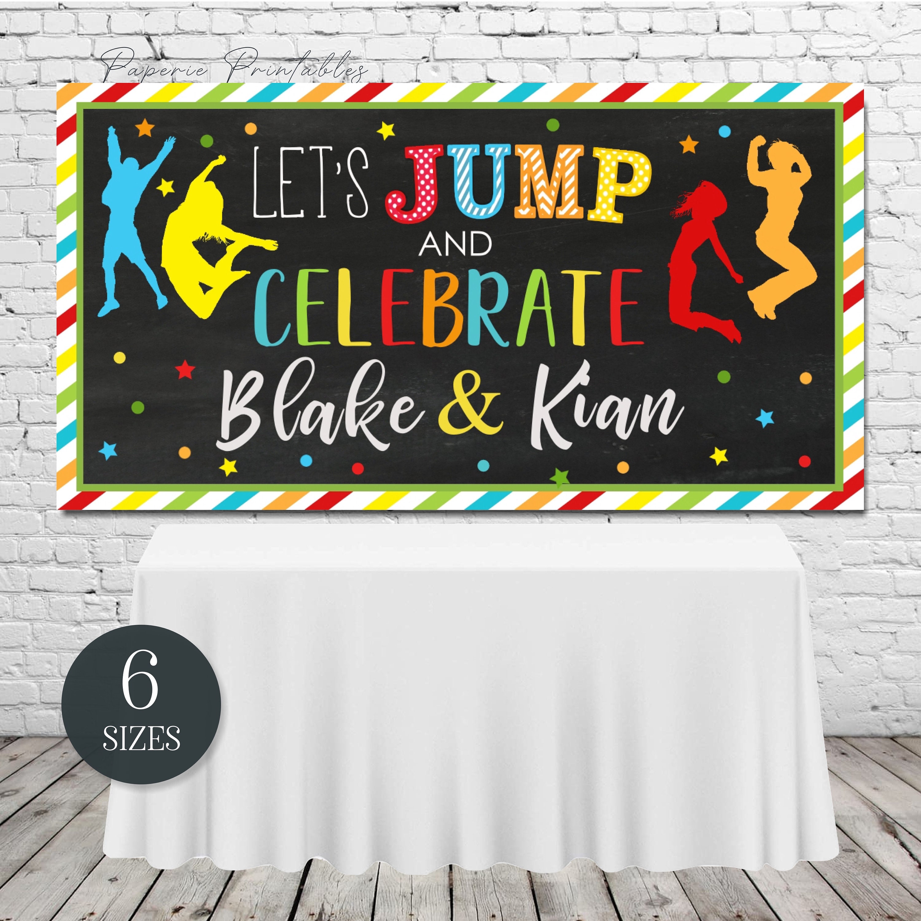 EDITABLE Let's Jump Birthday Party Backdrop Happy - Etsy