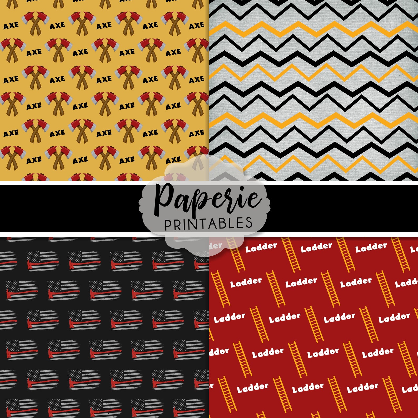 Firefighter Digital Paper 12x12 Digital Scrapbooking Paper - Etsy