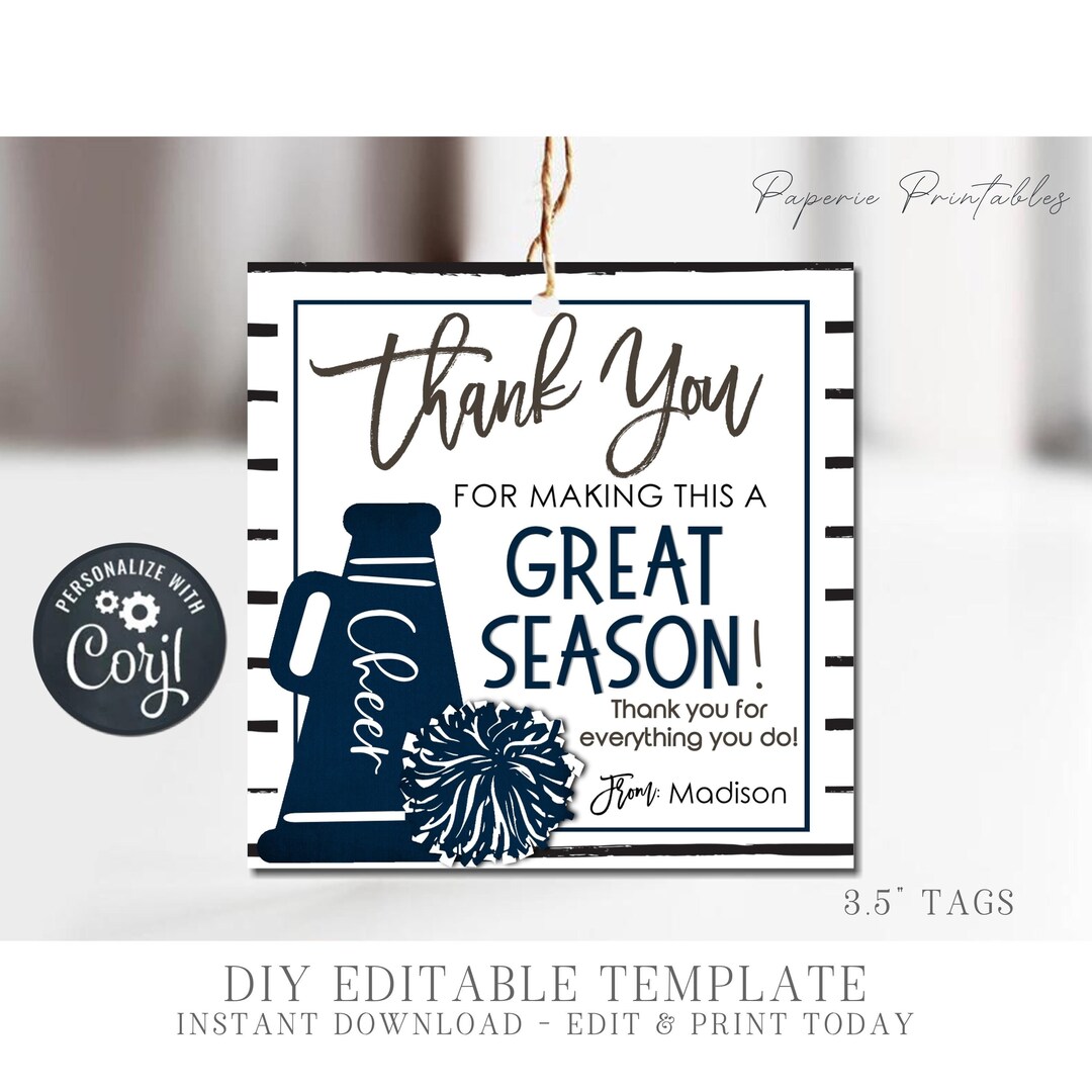 Editable Cheer Coach Gift Tag: Pom Pom Design (digital Download) - Etsy